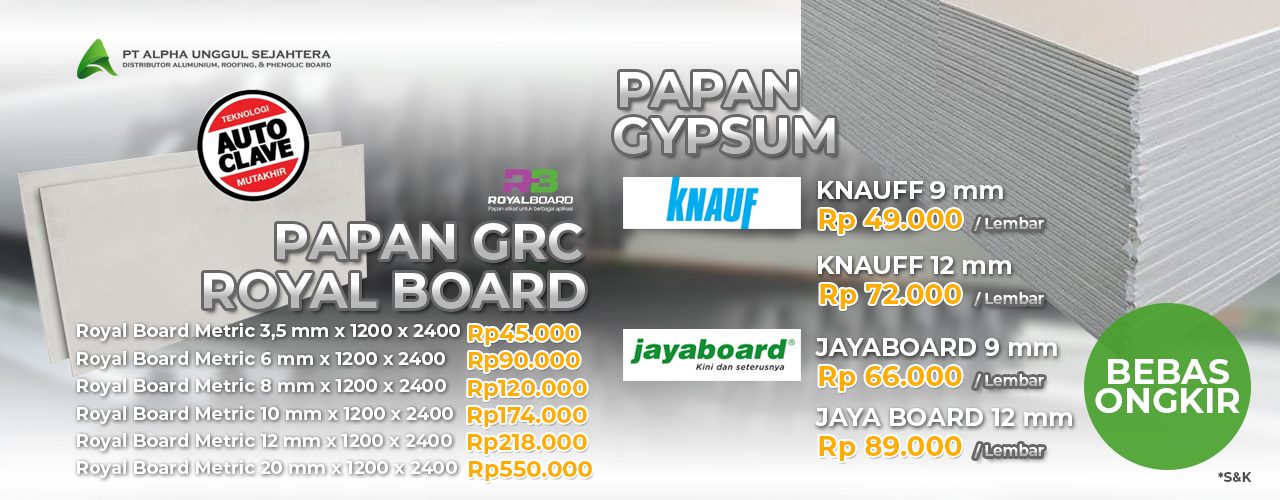 Gipsum, GRC & Holo Plafon & Partisi PT Alpha Unggul Sejahterah